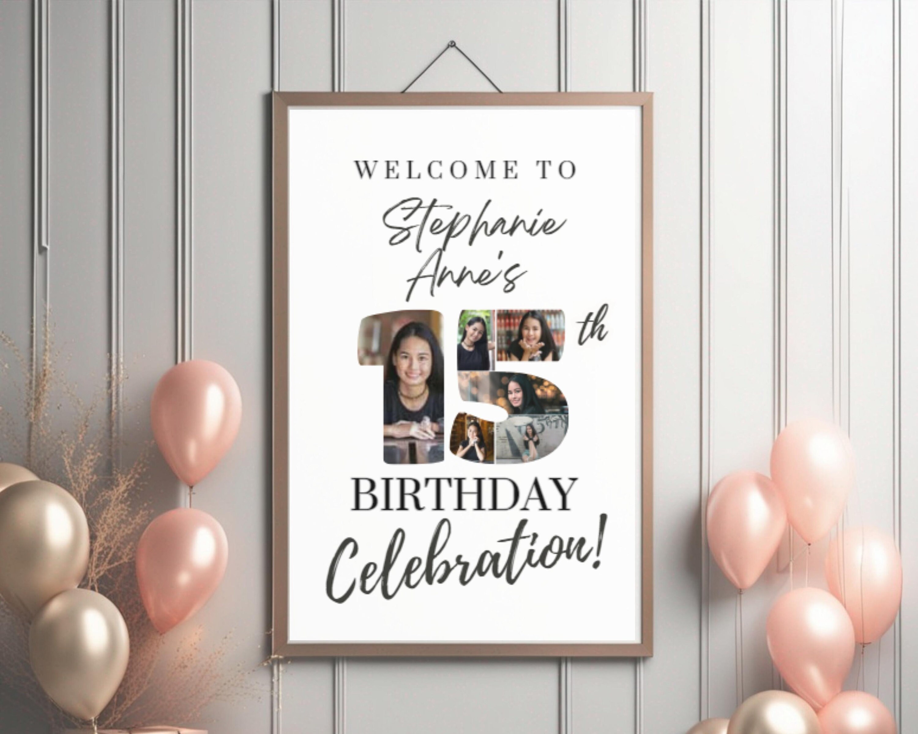 15th Birthday Photo Collage TEMPLATE Number 15 Quinceñera - Etsy