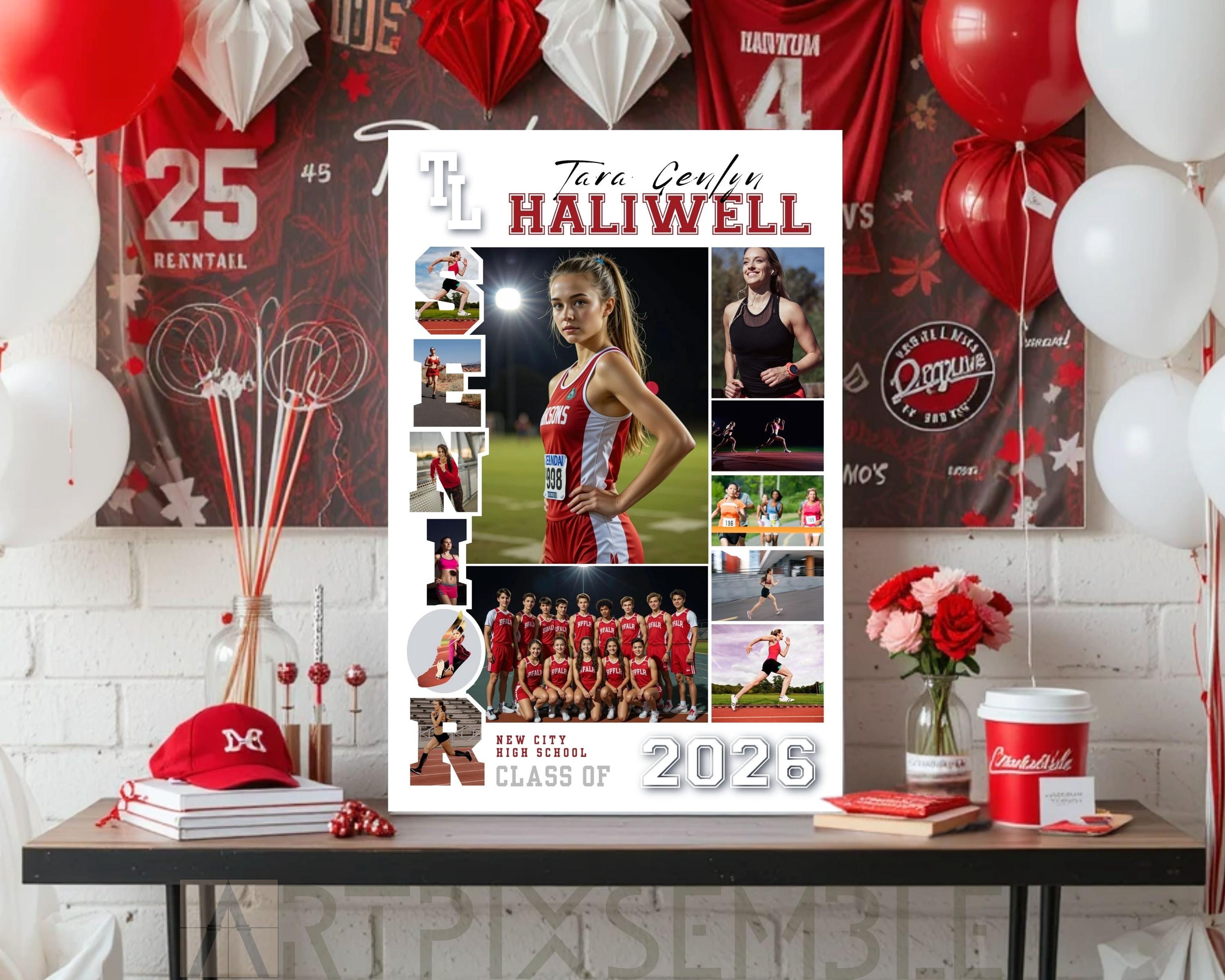 Running SENIOR Photo Collage TEMPLATE, Personalized Track/cross Country ...