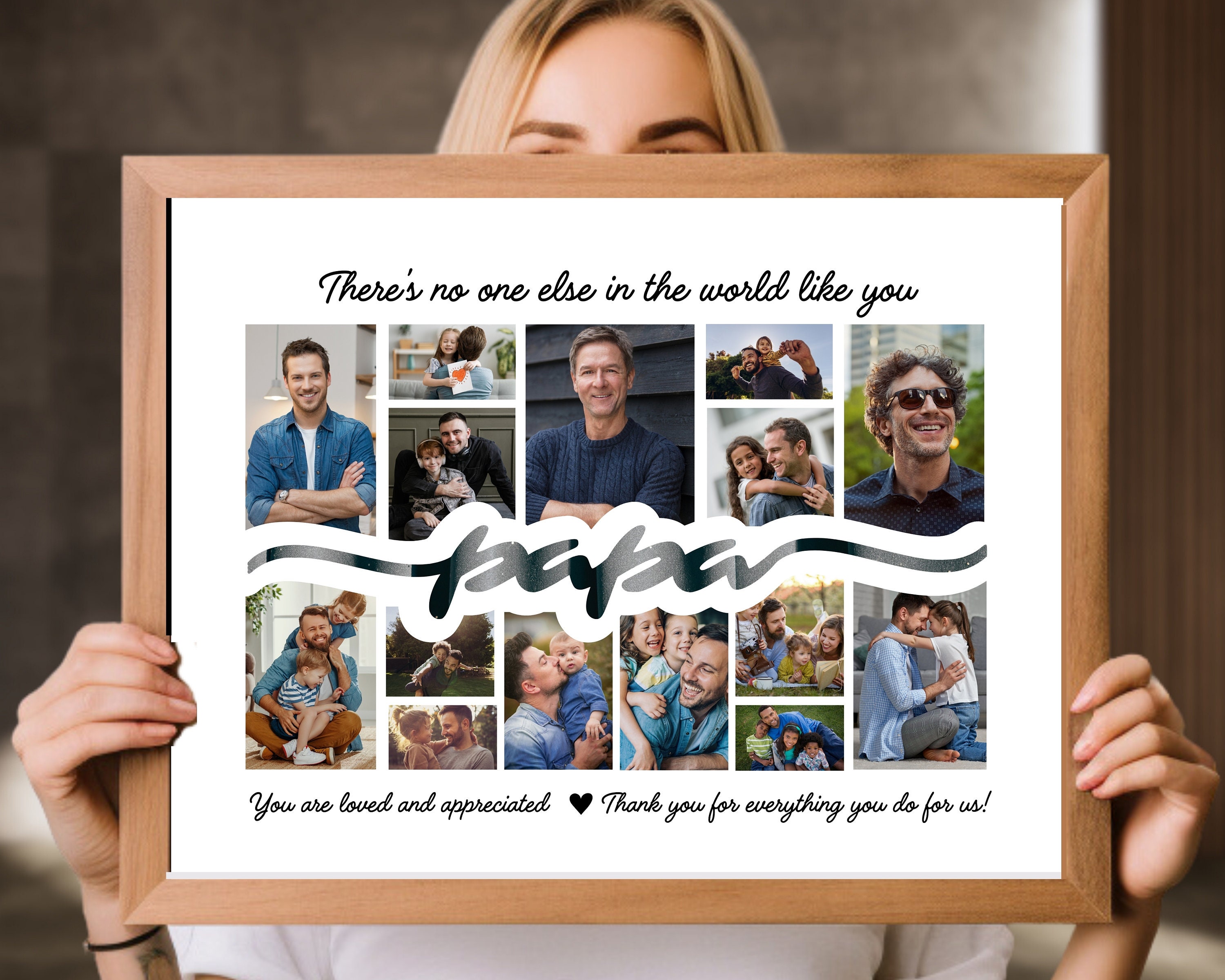 Editable 15-photo PAPA Cursive Font Collage TEMPLATE Printable Father's ...