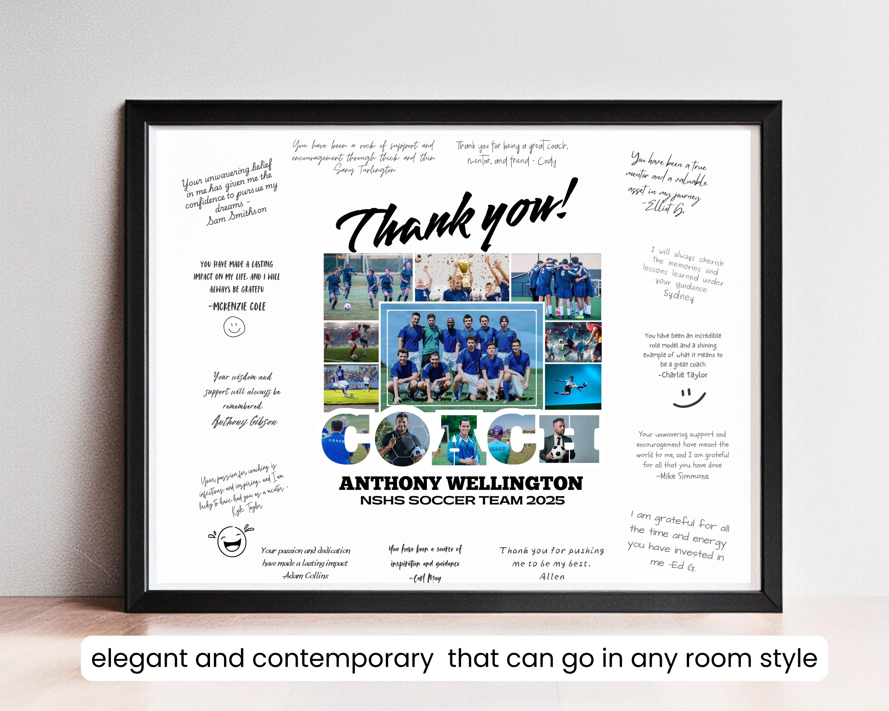Editable Soccer COACH Signing Board TEMPLATE Photo Collage Sports Team ...