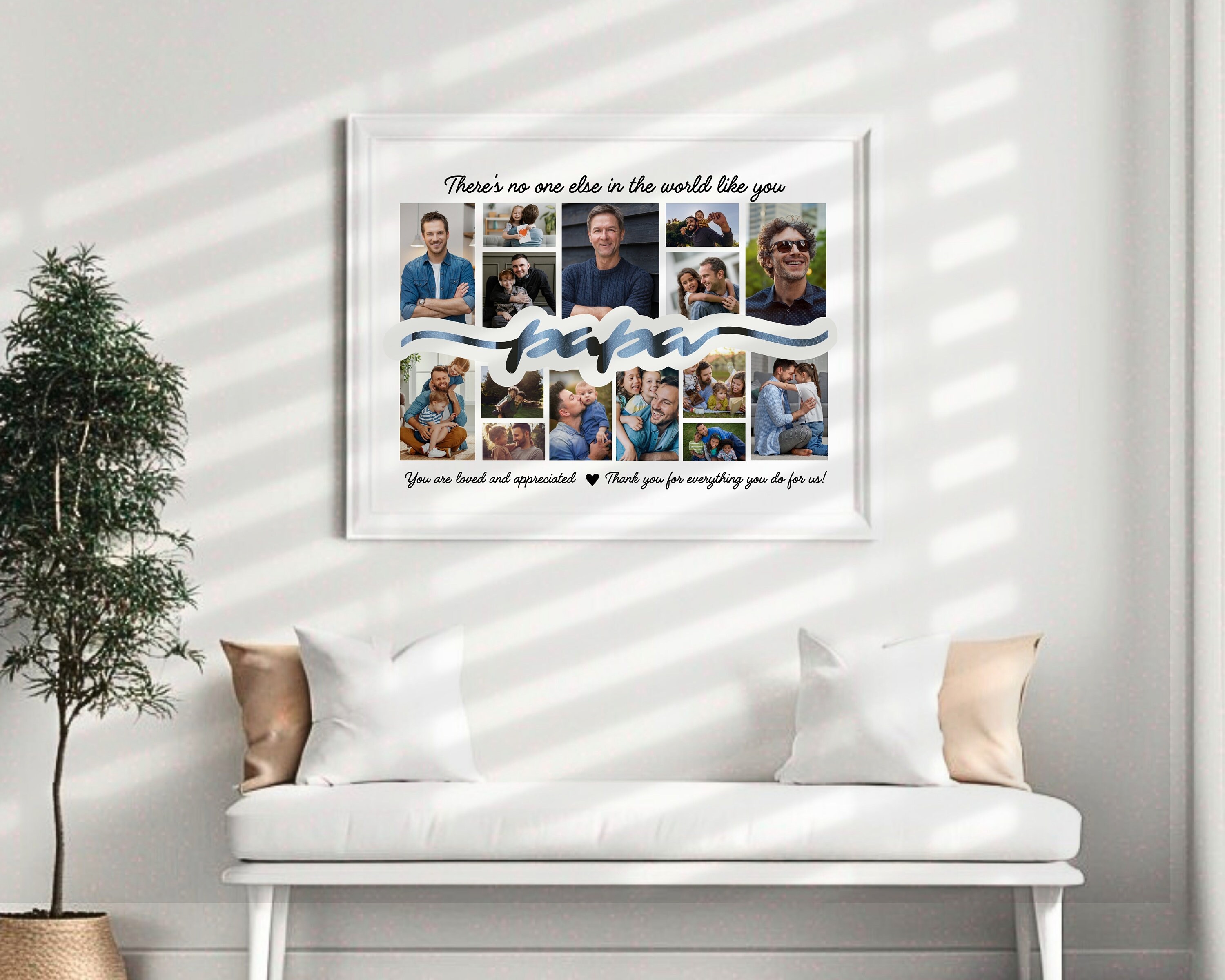 Editable 15-photo PAPA Cursive Font Collage TEMPLATE Printable Father's ...