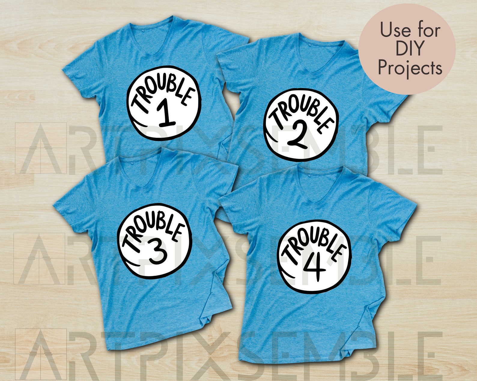 TROUBLE 1 2 3 4 Svg & Png Files Layered SVG Transparent 4500x4500 ...