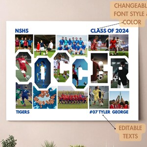 Editable 16-photo SOCCER Word Collage TEMPLATE Printable Sports Team ...