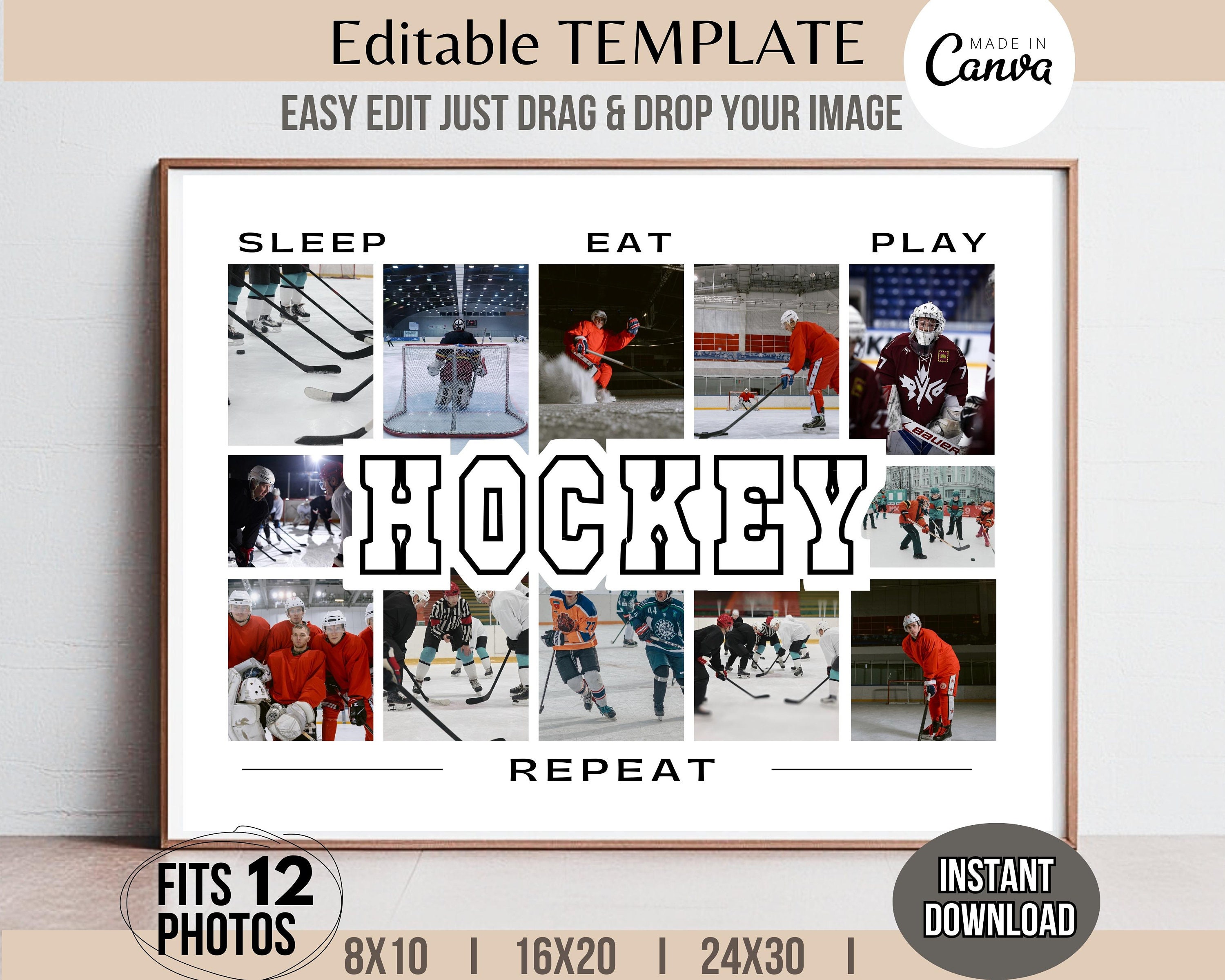 Editable Play HOCKEY Photo Collage Canva TEMPLATE Sports Team - Etsy