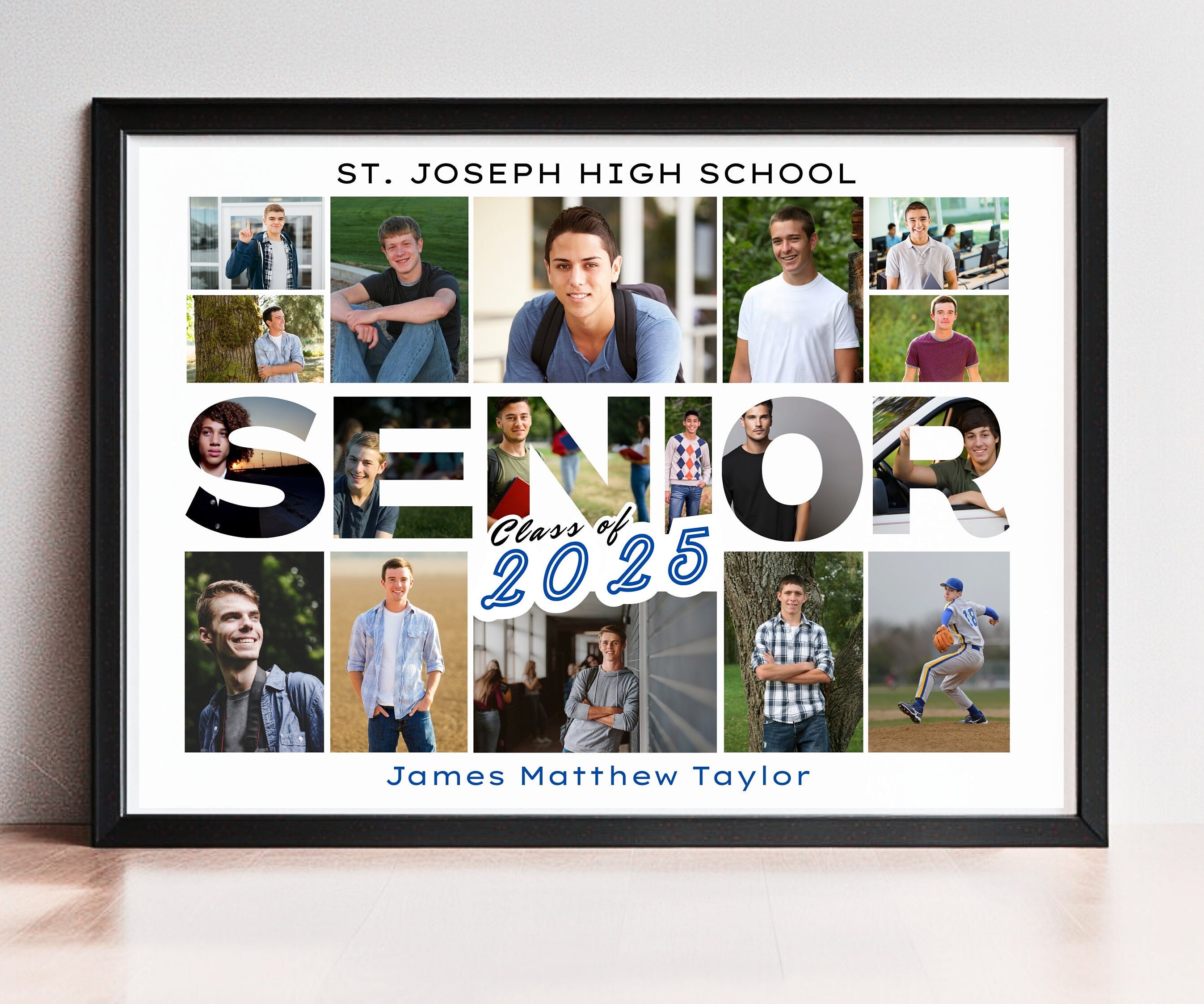 Editable SENIOR 2025 Photo Collage Poster TEMPLATE 18-picture DIY ...