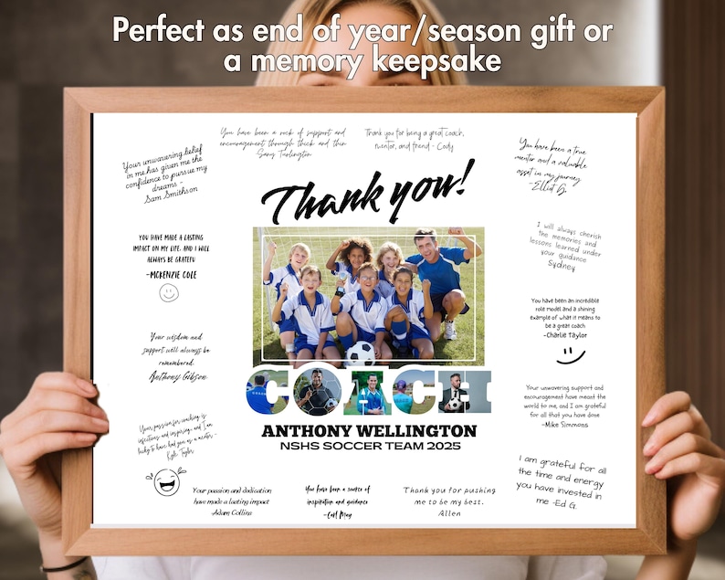 Soccer COACH Signing Frame Canva TEMPLATE Custom Photo Collage Sports ...