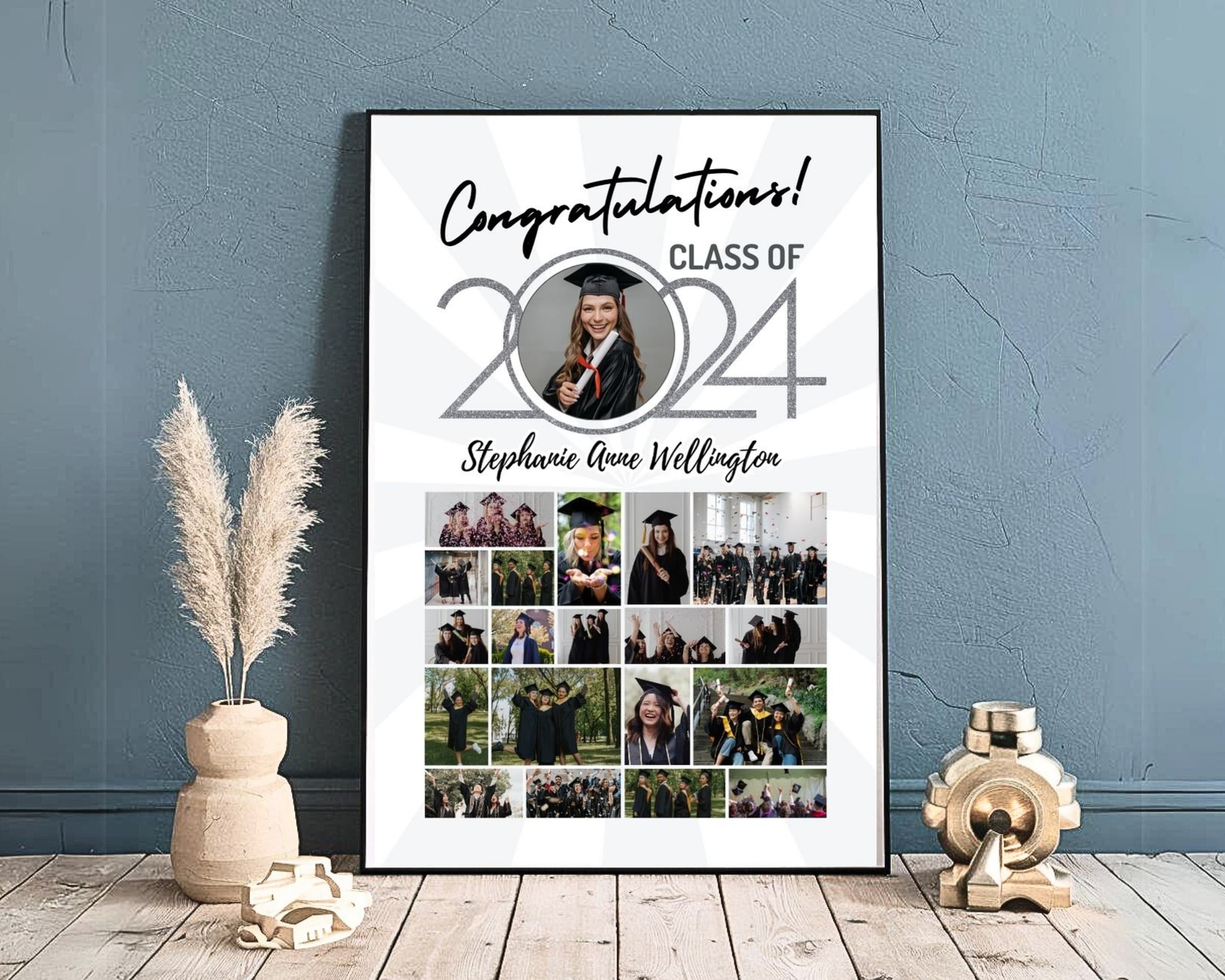 Graduation Photo Collage Poster Canva TEMPLATE Party Welcome Sign Wall ...
