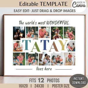 Editable 12-photo TATAY Collage Canva TEMPLATE Custom DIY Printable ...