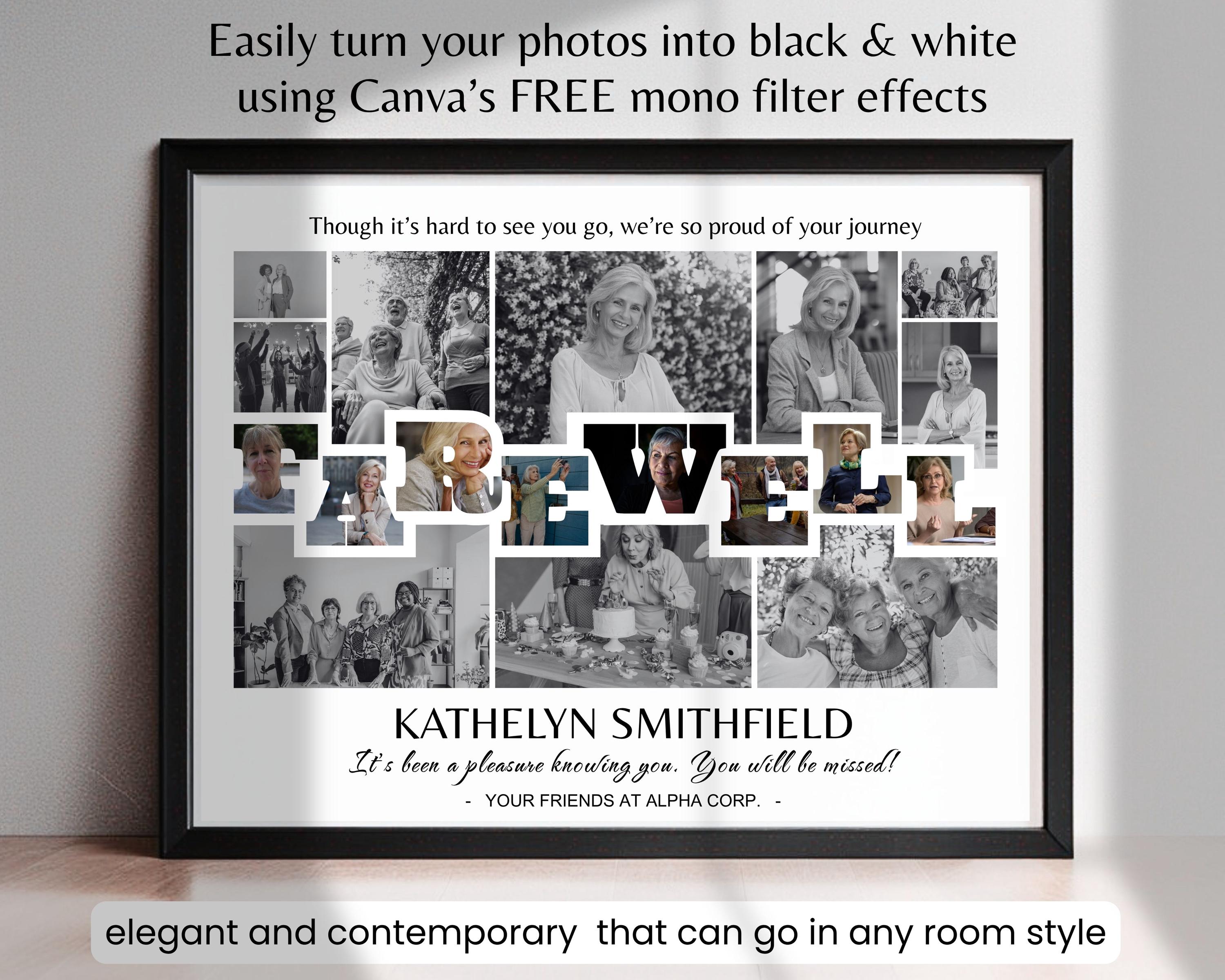 FAREWELL Photo Collage Frame TEMPLATE Custom Goodbye Memory Poster ...