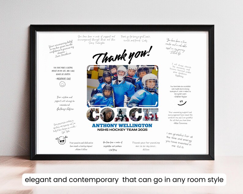 Hockey COACH Signing Frame Canva TEMPLATE Custom Photo Collage Sports ...