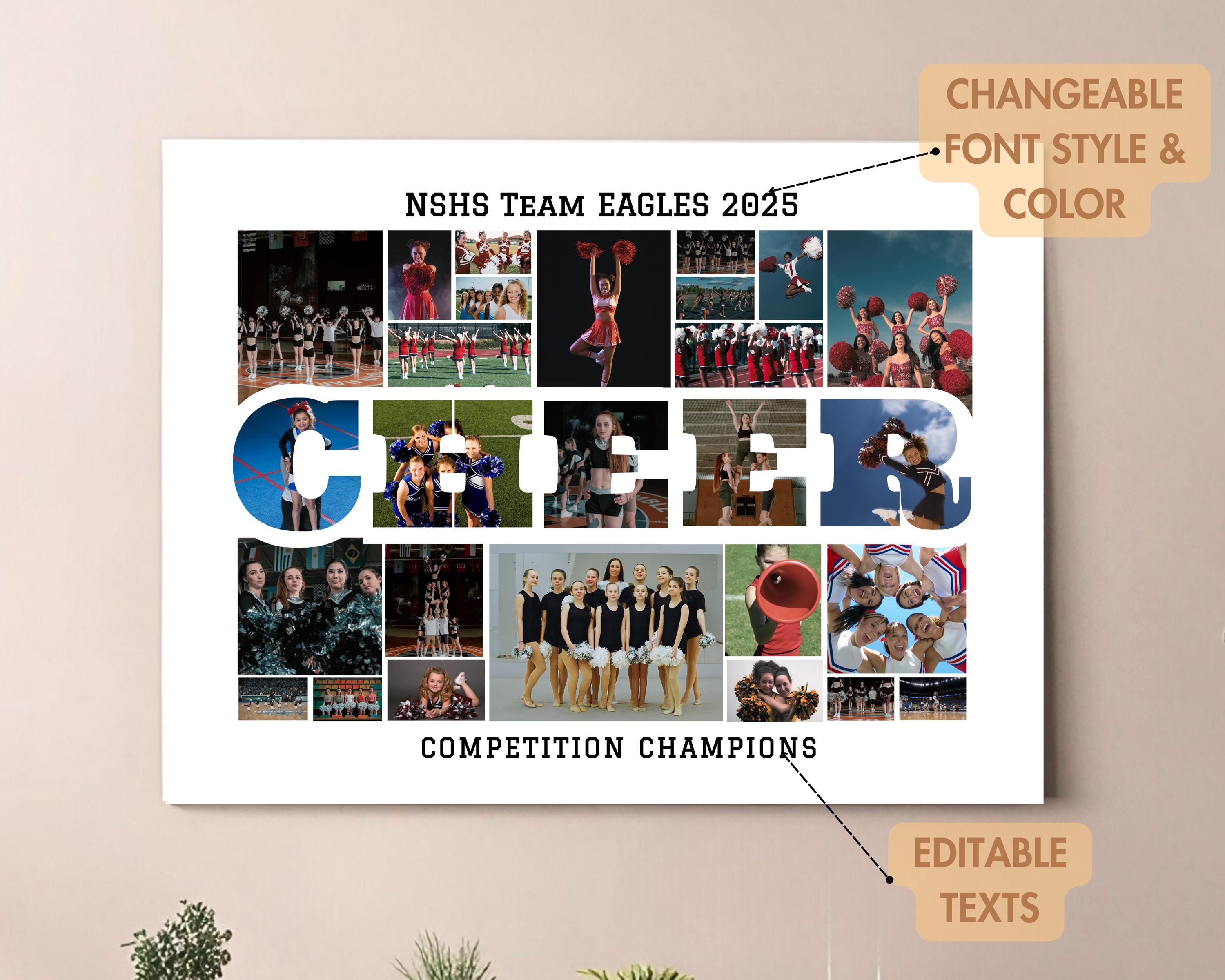2-editable CHEER Word Photo Collage Canva TEMPLATE Sports Team Poster ...