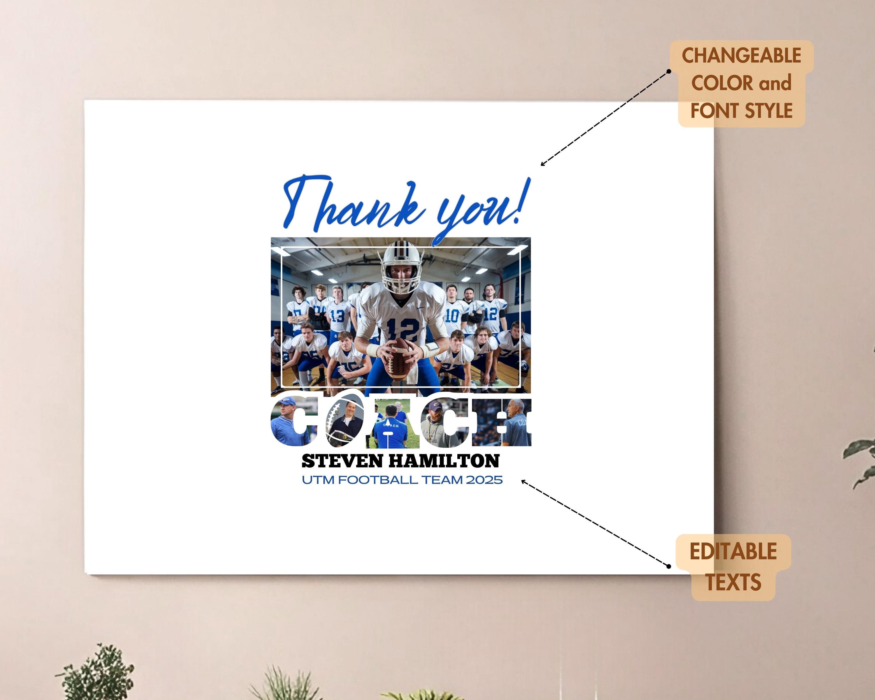 Football COACH Signing Frame Canva TEMPLATE Custom Photo Collage Sports ...