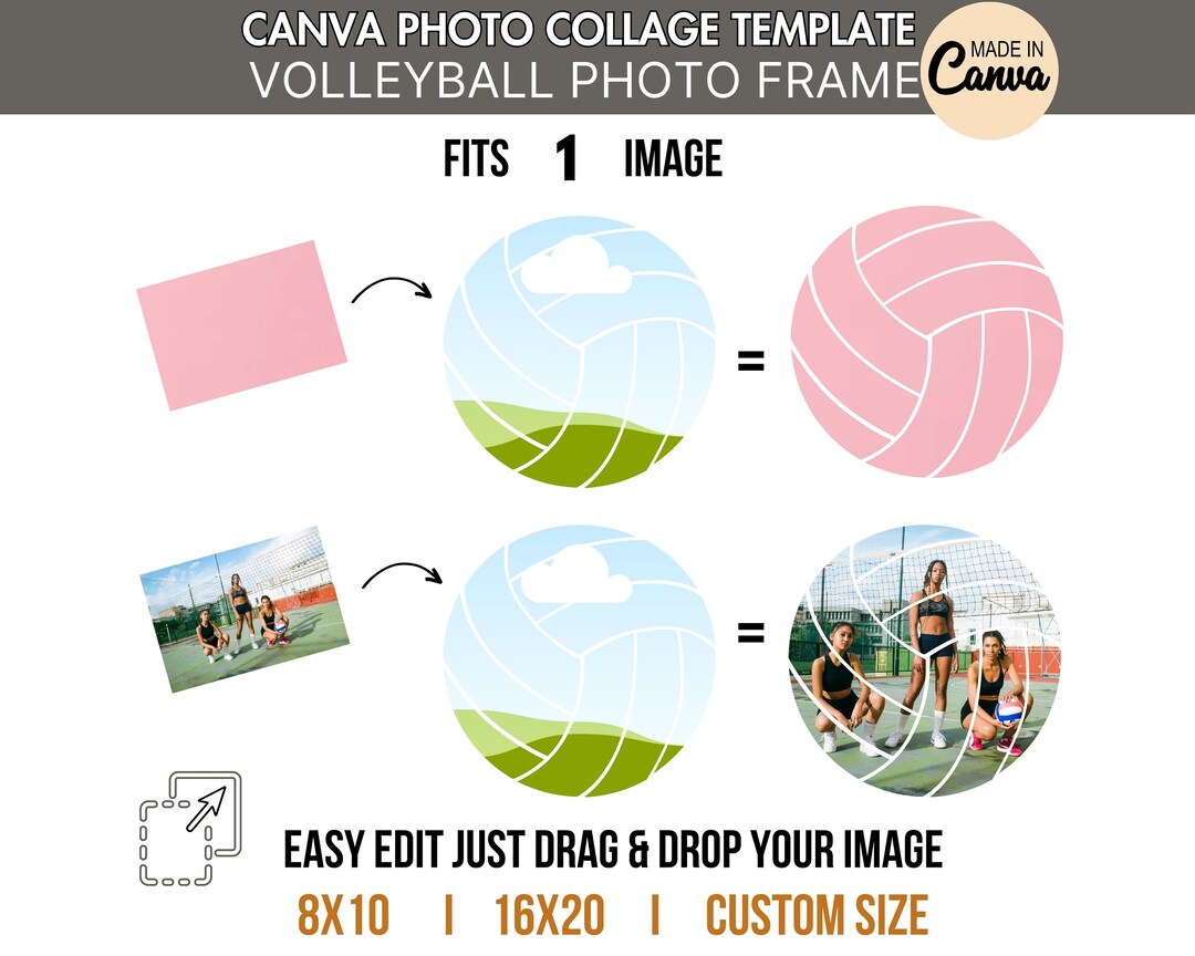 MODELO DE MOLDURA DE FOTO DE VOLEIBOL Cartaz de time esportivo Banner ...
