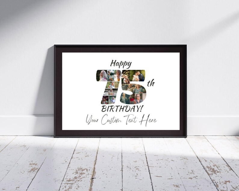 75th Birthday Photo Collage Number 75 Years Printable Banner - Etsy