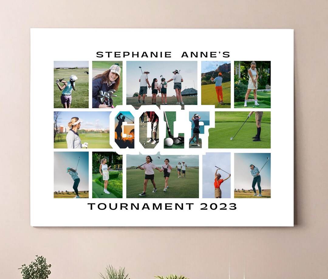 Editable GOLF Photo Collage Word Frame Canva TEMPLATE, Custom Sports ...