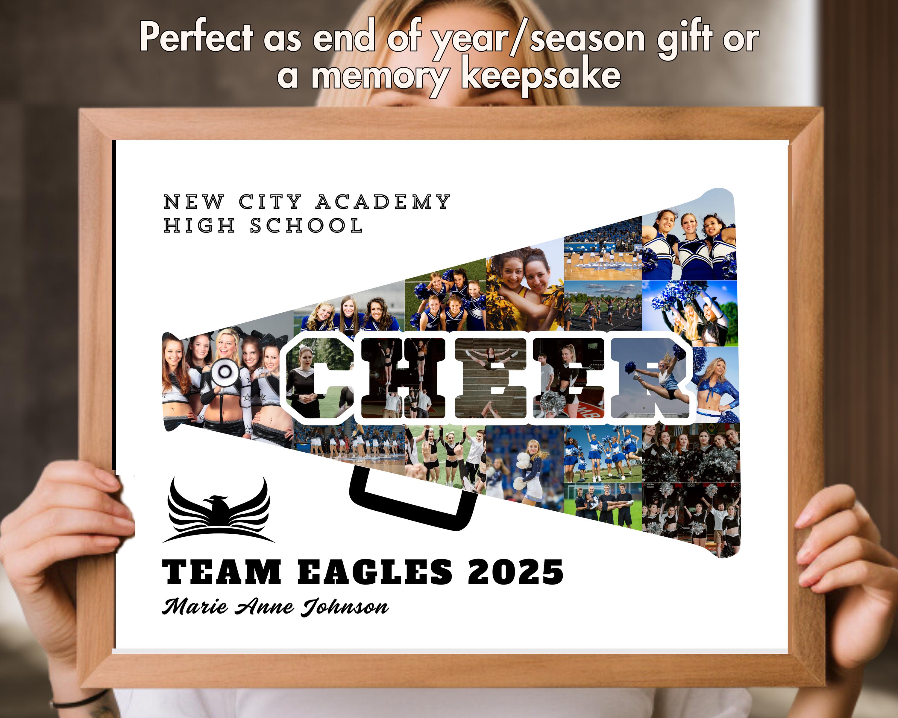 CHEER Megaphone Photo Collage Frame Editable Canva TEMPLATE Sports Team ...