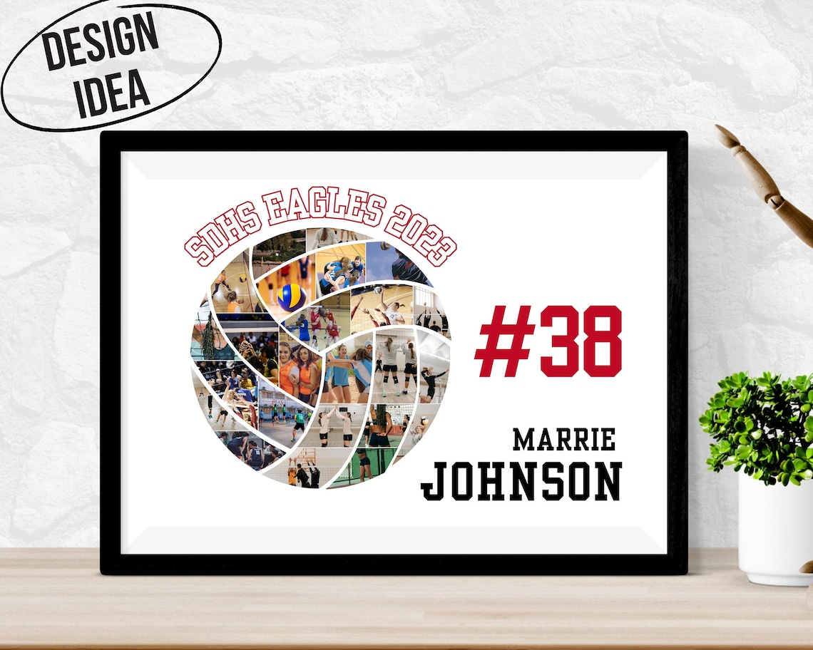 VOLLEYBALL Photo Collage Frame TEMPLATE Sports Team Poster - Etsy