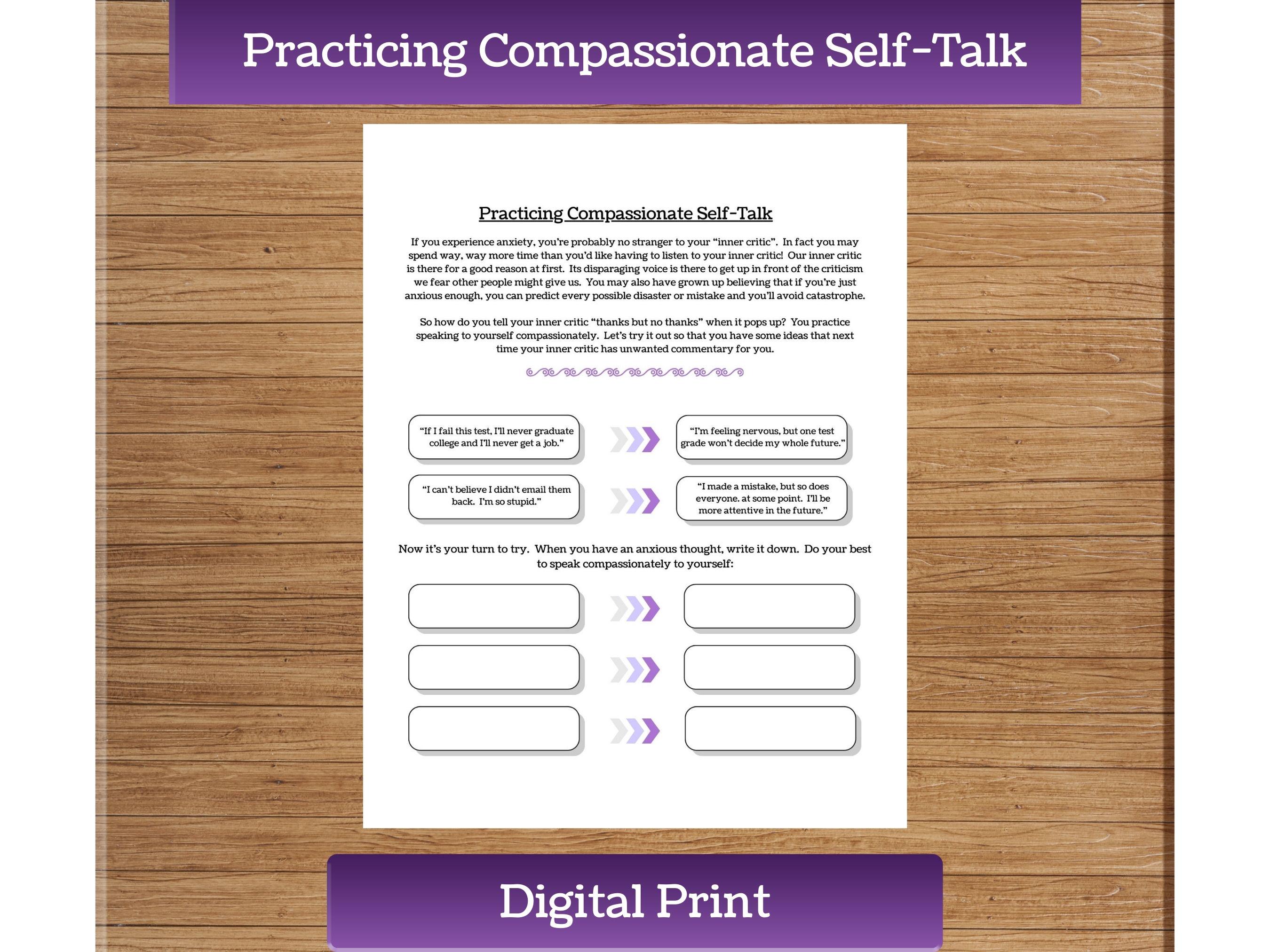 Practicing Compassionate Self-talk Worksheet - Digital - Printable ...