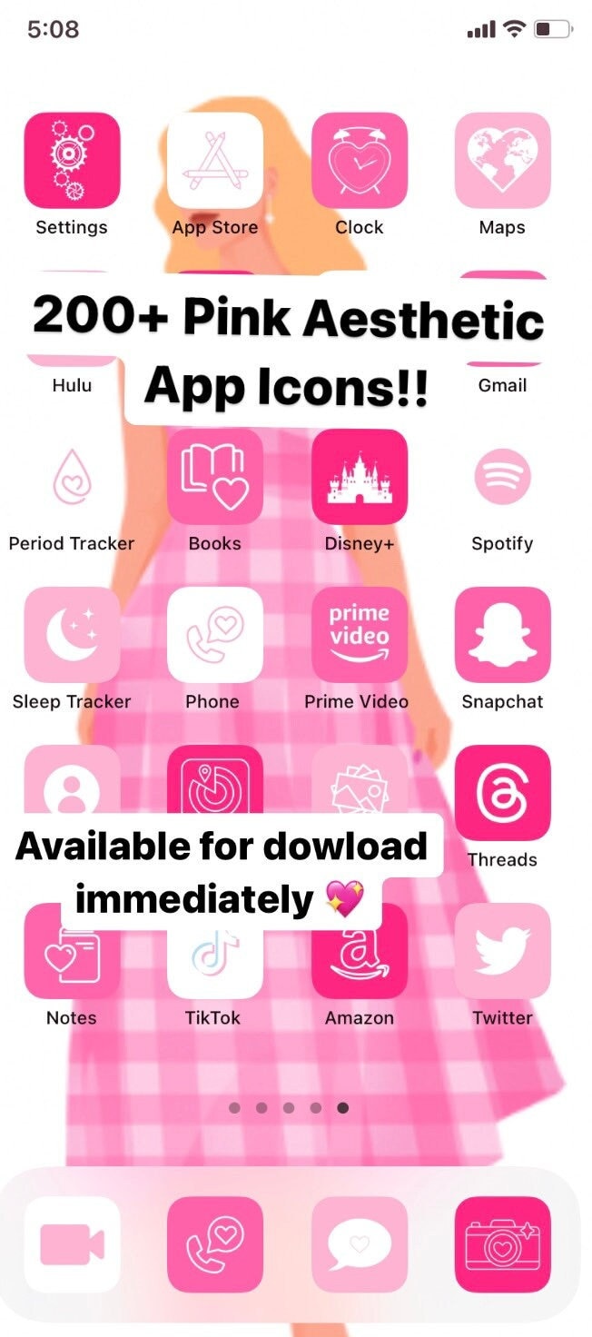 Barbie Bundle Pink Phone App Icons! 200+ IOS Aesthetic Icons