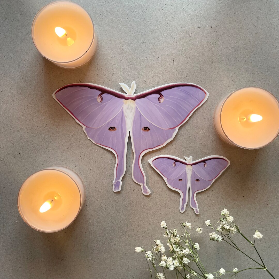 Whimsical Purple Luna Moth Sticker - Glossy Vinyl Moth Wings Spiritual ...
