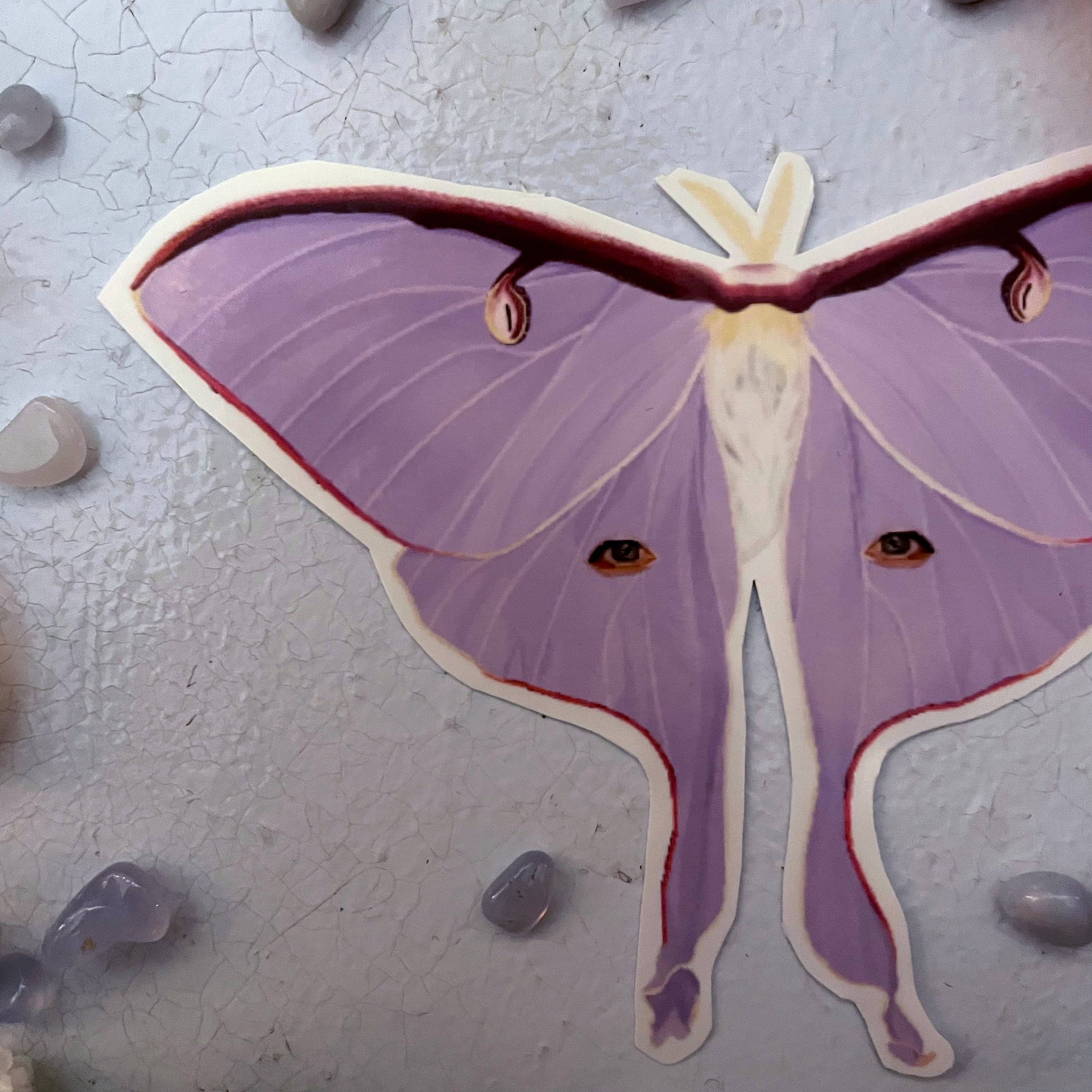Whimsical Purple Luna Moth Sticker - Glossy Vinyl Moth Wings Spiritual ...