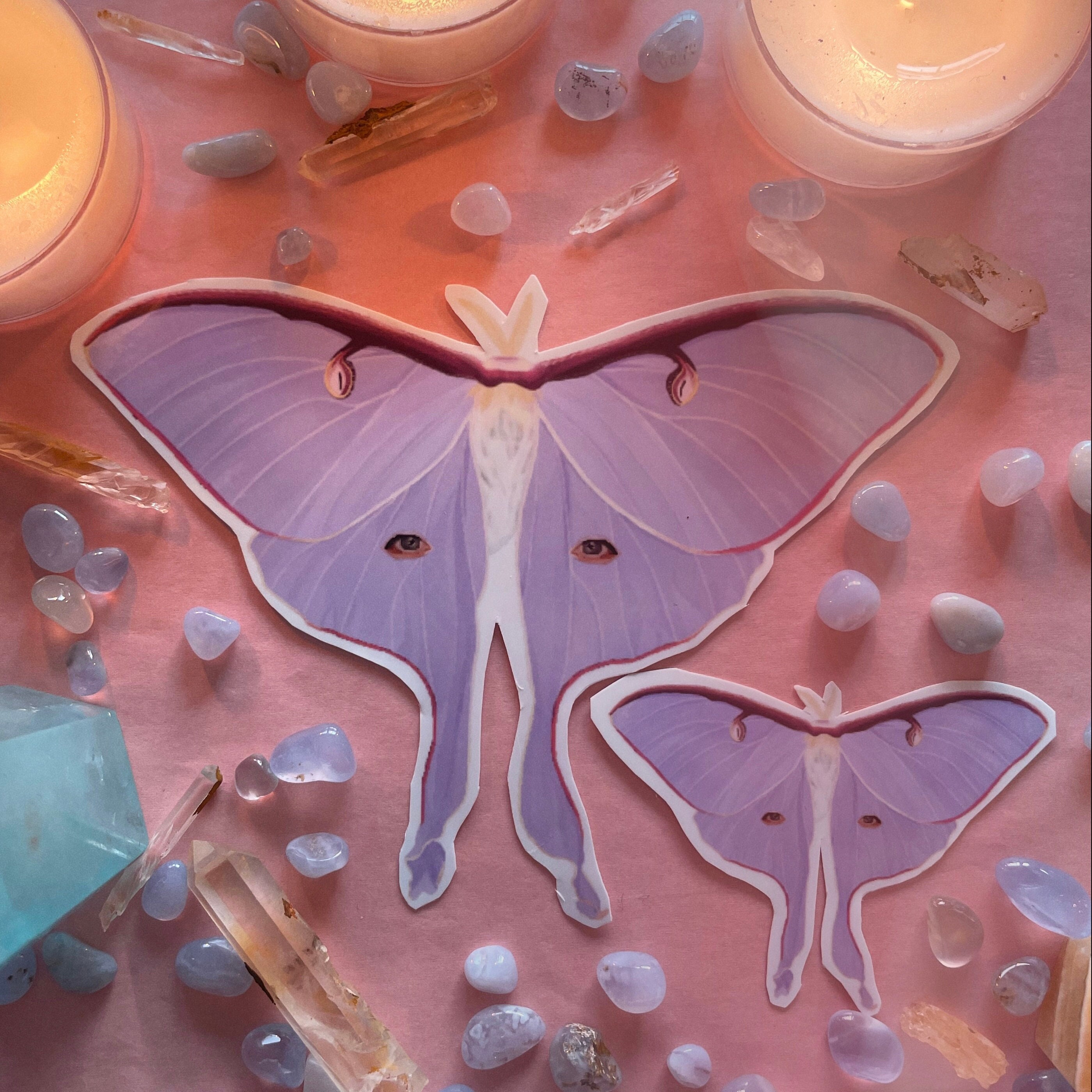 Whimsical Purple Luna Moth Sticker - Glossy Vinyl Moth Wings Spiritual ...