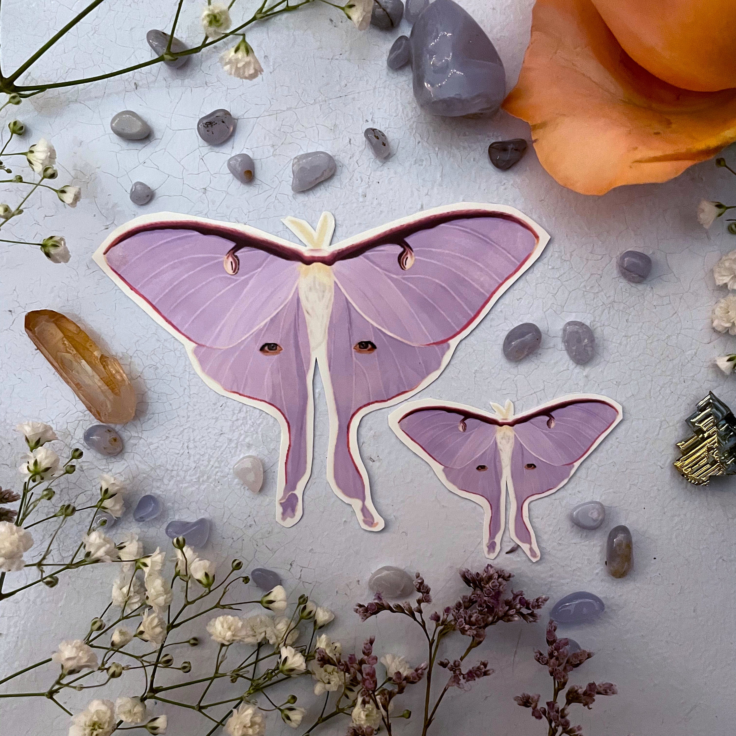 Whimsical Purple Luna Moth Sticker - Glossy Vinyl Moth Wings Spiritual ...