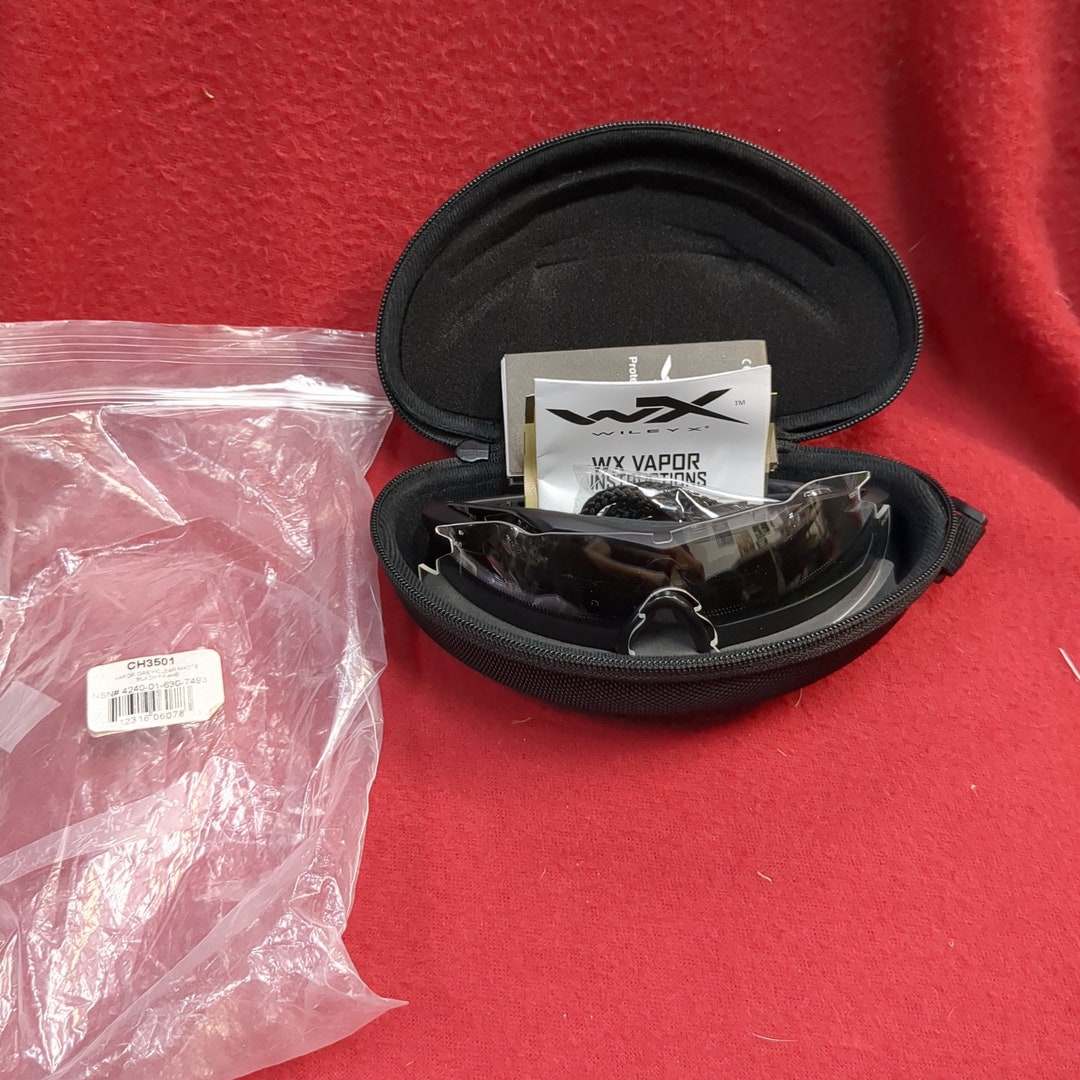 Nos Usgi Wiley X Vapor Ballistic Apel Eye Protection Clear/dark Lens ...