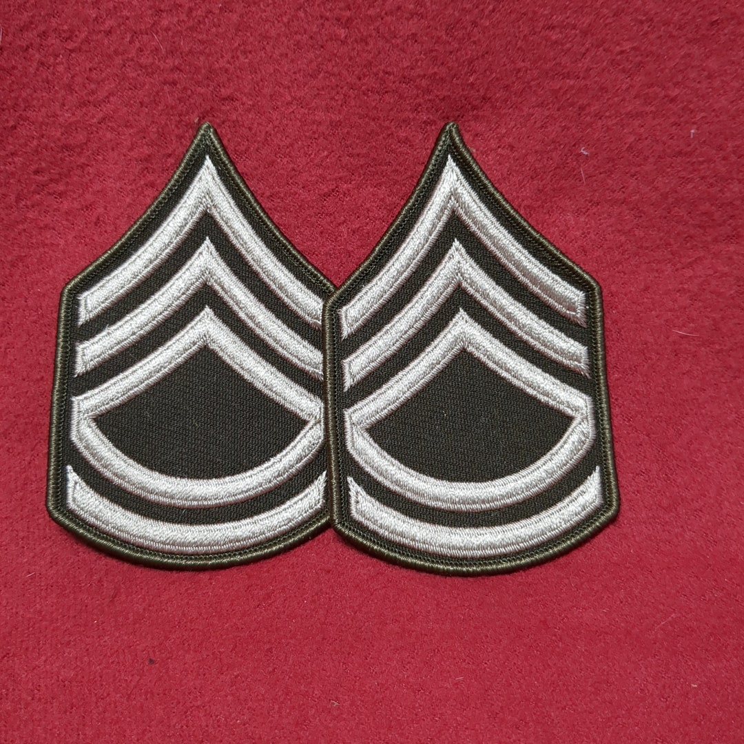 US Army AGSU Heritage Green Shoulder Rank Insignias SFC two Sold ...