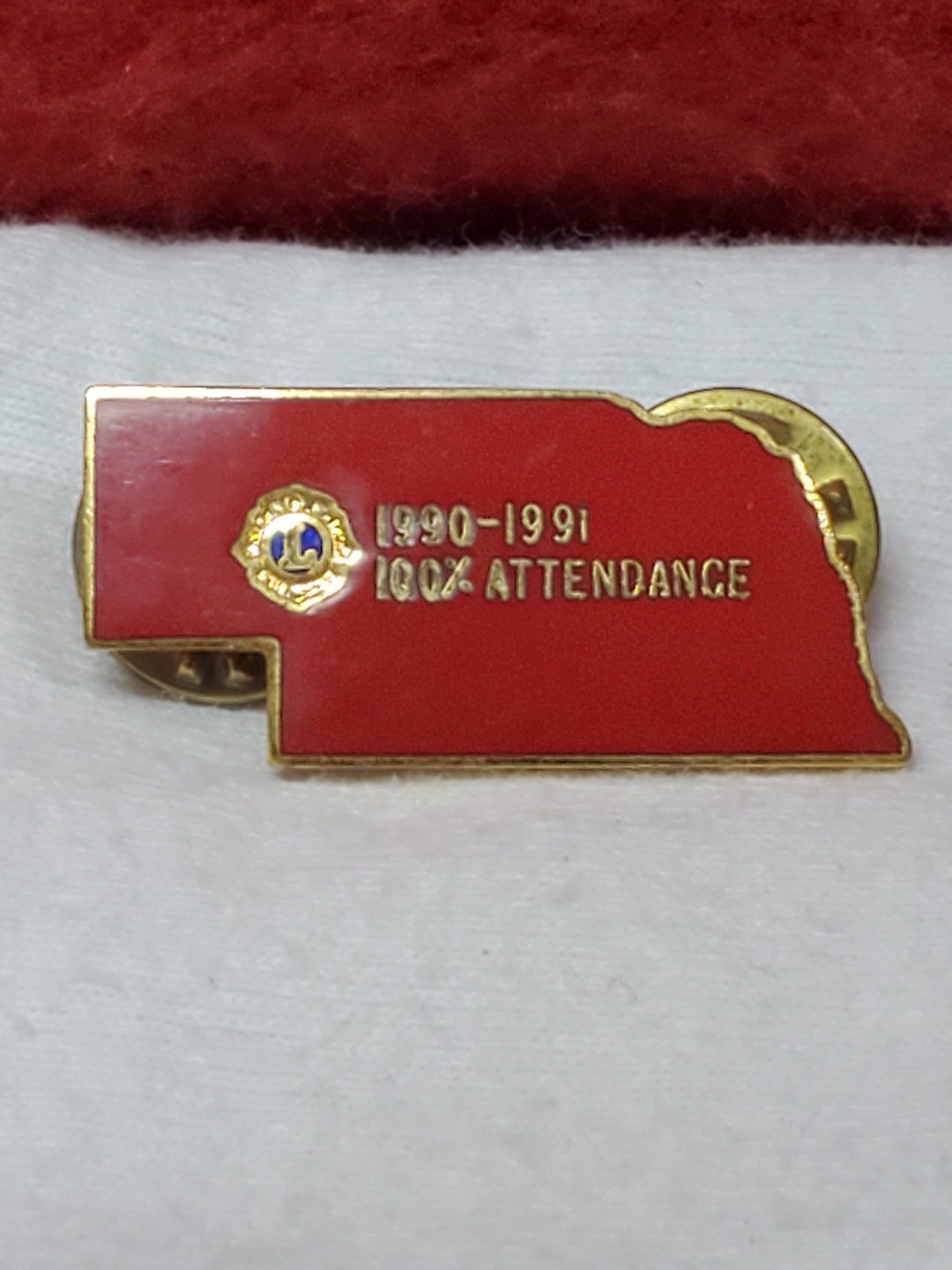 VINTAGE 1990-91 Lions Club International 100% ATTENDANCE AWARD Lapel ...