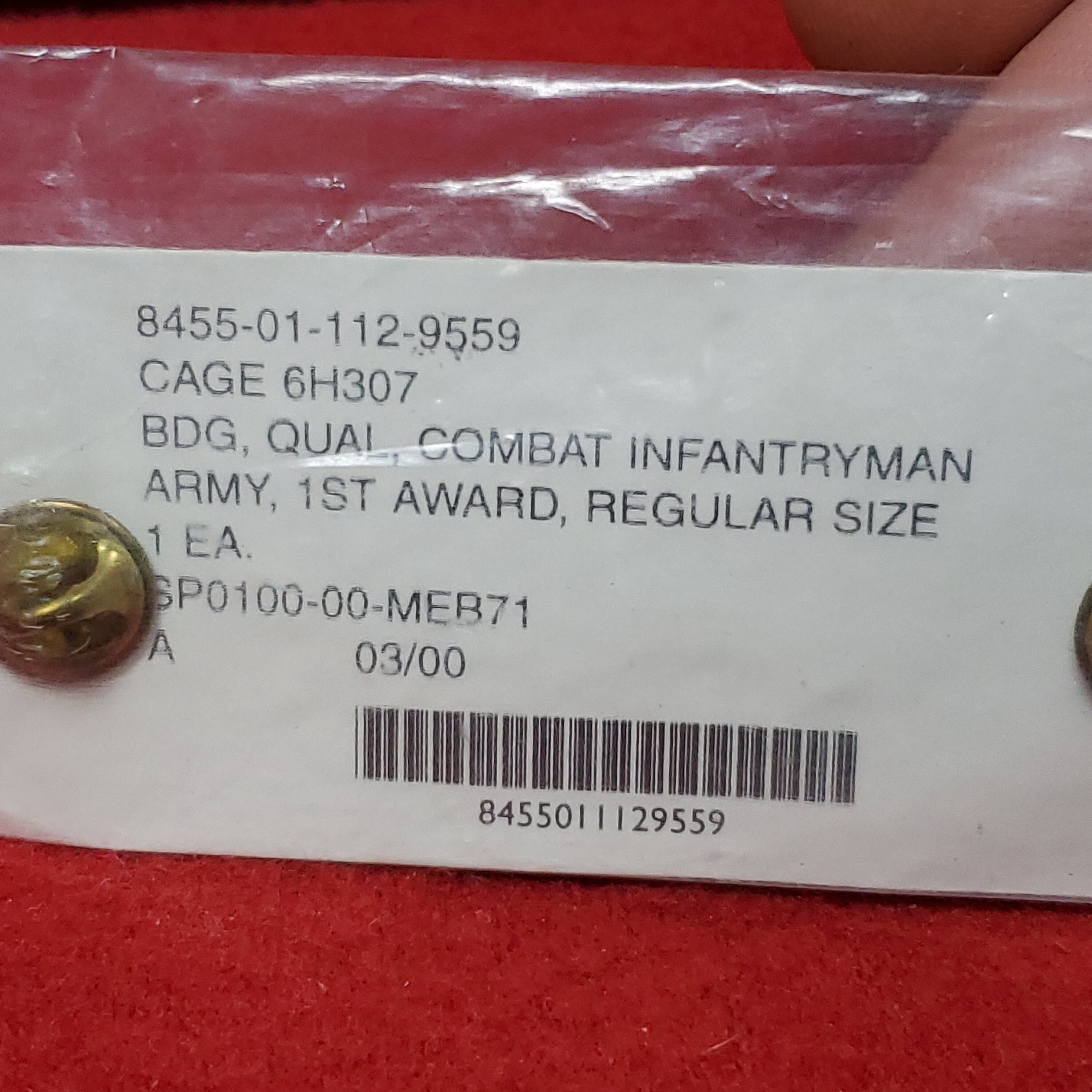 VINTAGE 3/00 US Army CIB Combat Infantryman Badge Lapel Bar Pin Crest ...