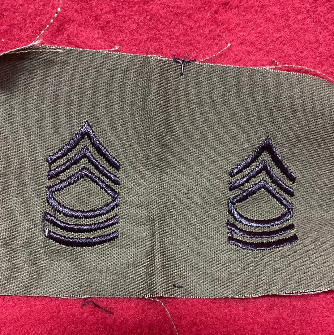 SET OF VINTAGE Us Army Master Sergeant Patch Sew on Subdued Od Black ...
