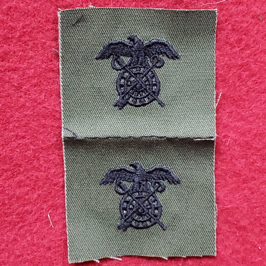 VINTAGE US Army PAIR of Chaplain Corps Patch Sew on Od Olive Drab Black ...