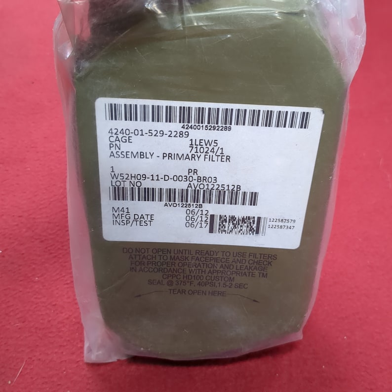 Nos Sealed Us Army Avon M50 Primary Filter Assembly 4240-01-529-2289 ...