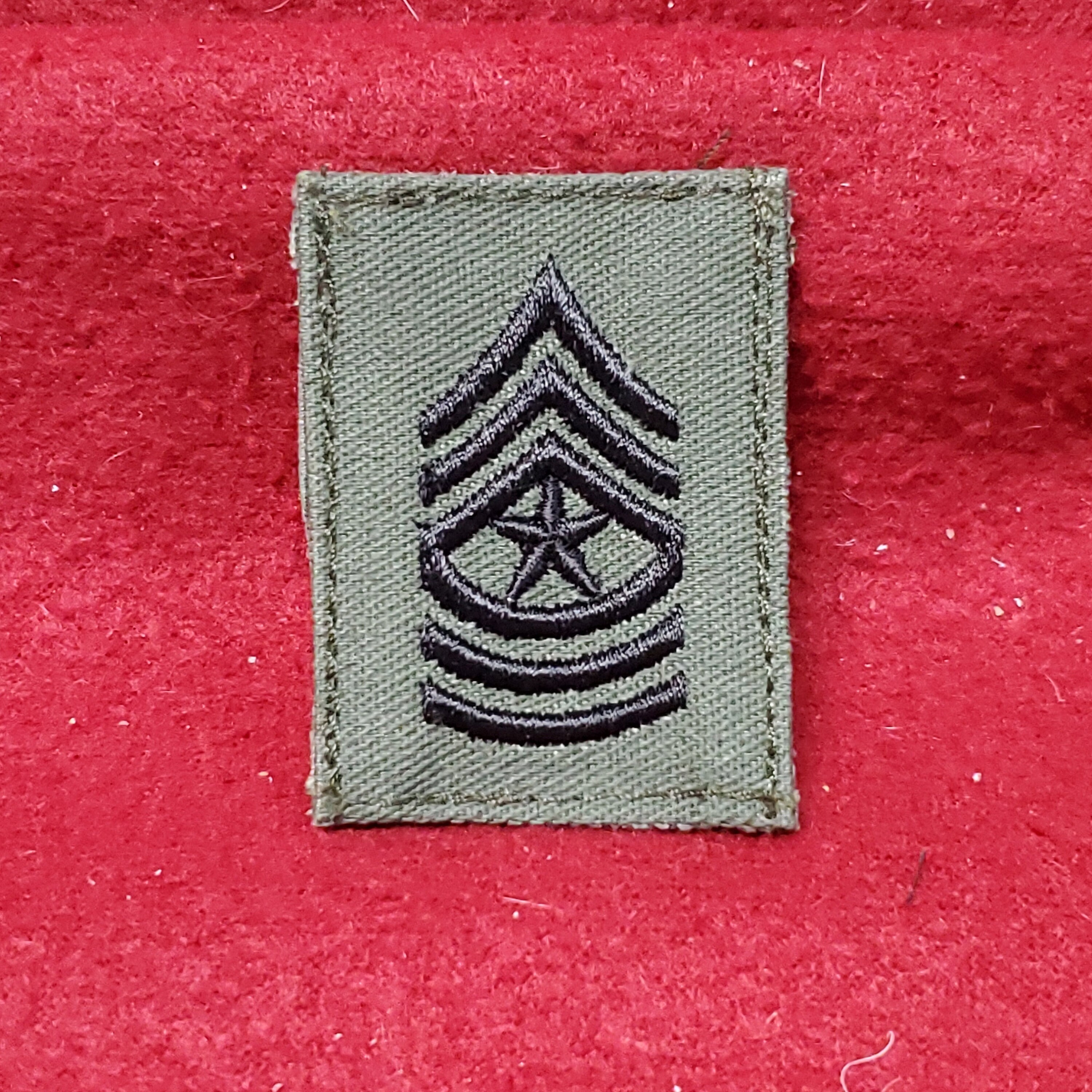 US Army SERGEANT MAJOR Subdued Od Black Velcro on Bdu Vietnam Era ...