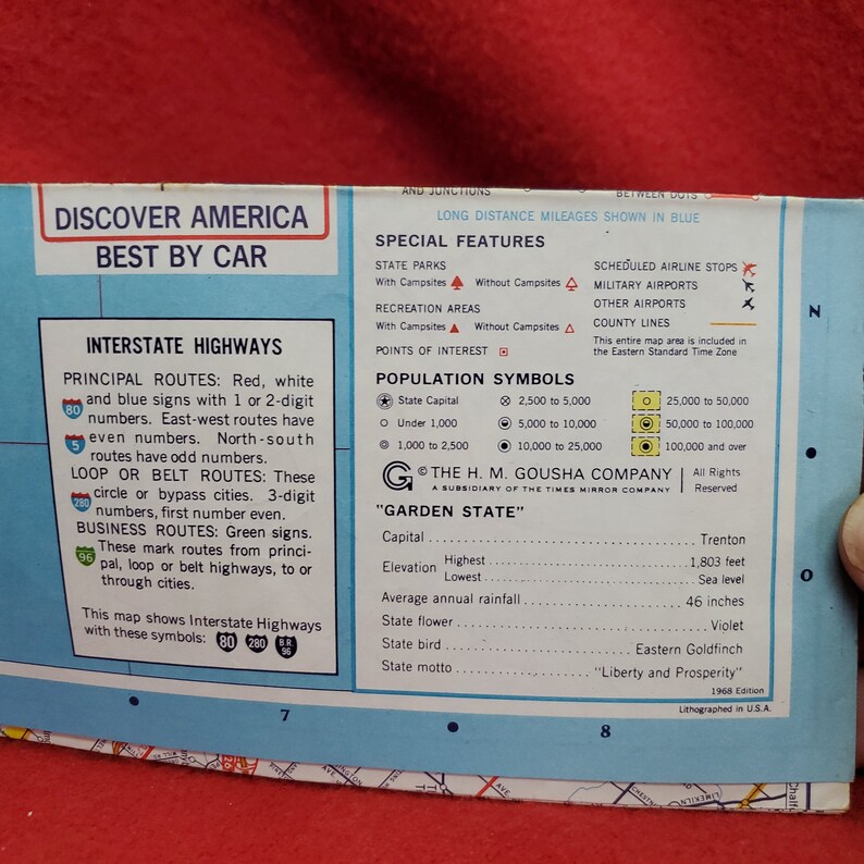 Vintage 1968 map New Jersey by the H.M. Gousha Co. 24s - Etsy
