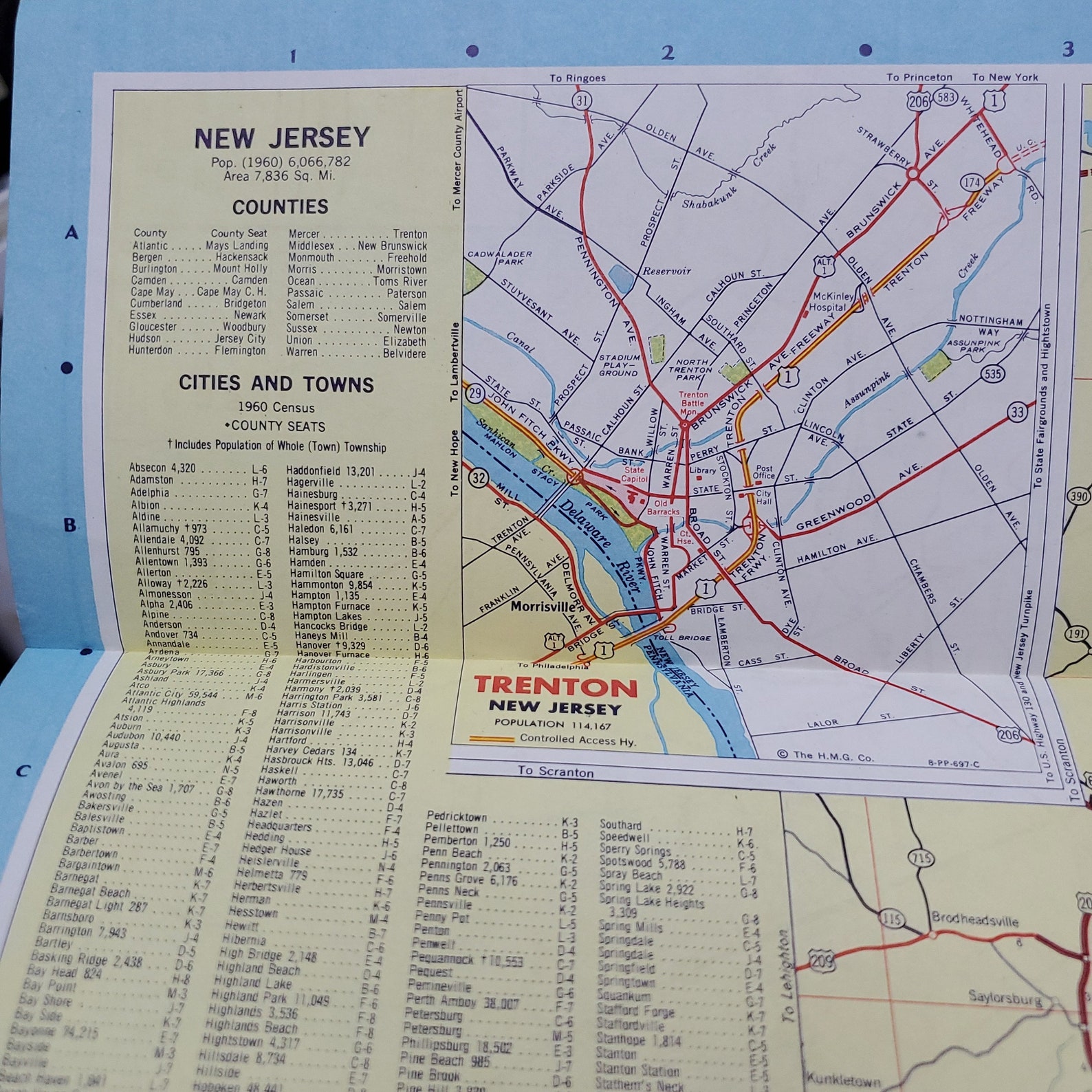 Vintage 1968 map New Jersey by the H.M. Gousha Co. 24s - Etsy