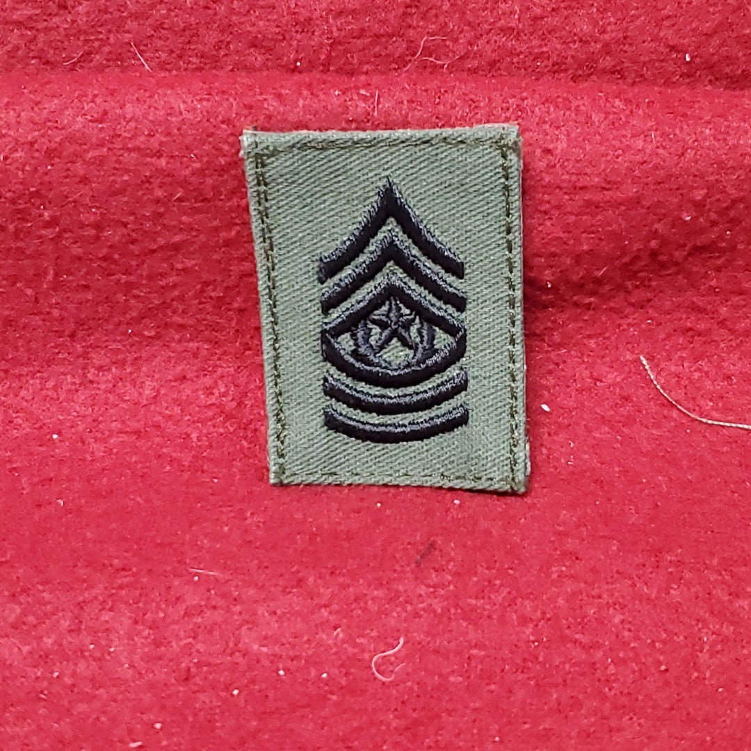 Us Army Command Sergeant Major Subdued Od Black Velcro on Bdu Vietnam ...