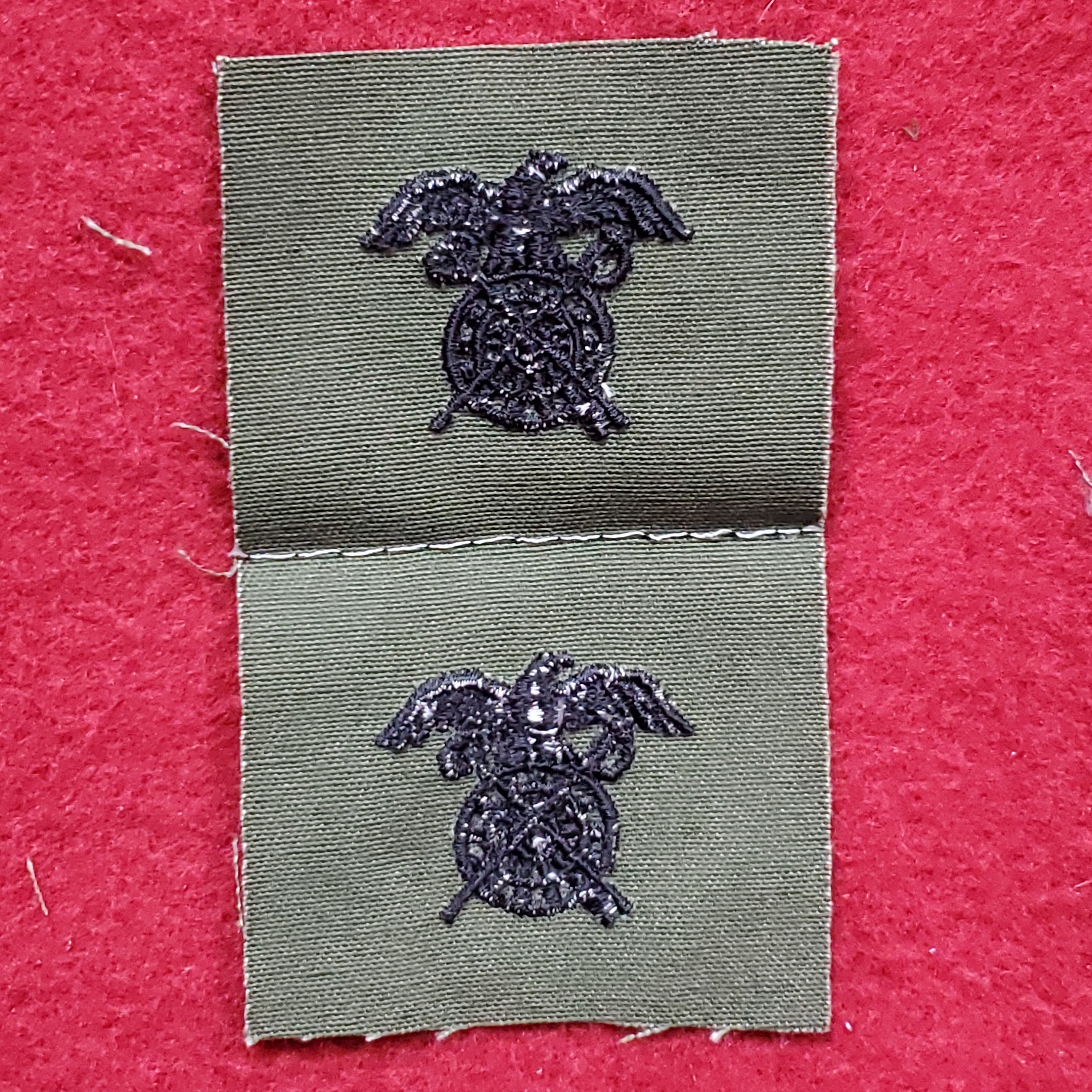 VINTAGE US Army PAIR of Chaplain Corps Patch Sew on Od Olive Drab Black ...