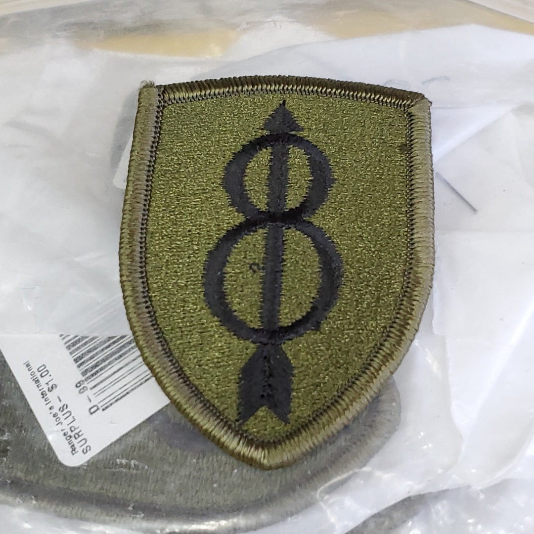 VINTAGE US Army 8TH Infantry Division Patch Sew on Subdued Od Black ...