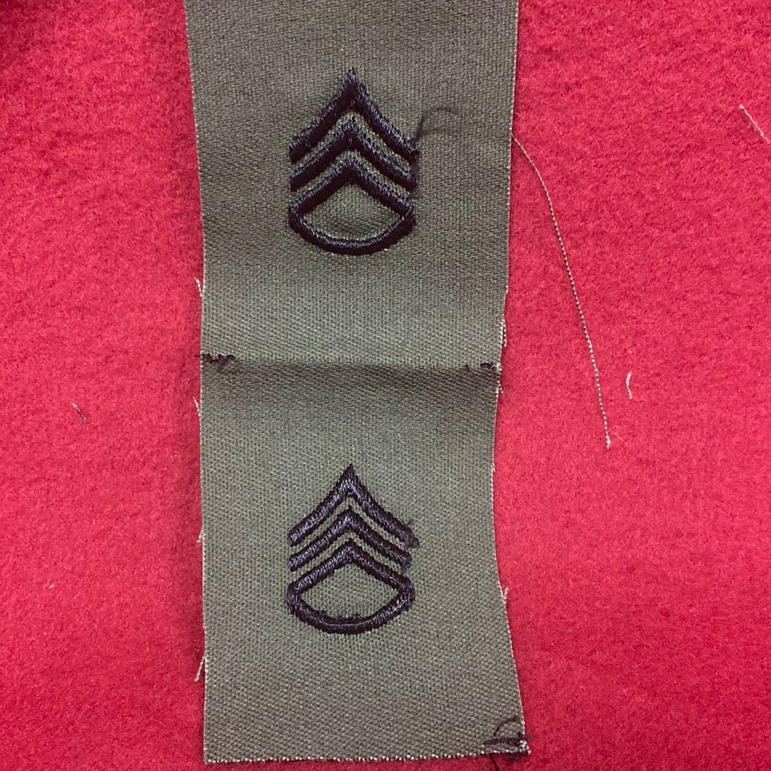SET OF VINTAGE Us Army Staff Sergeant Patch Sew on Subdued Od Black ...