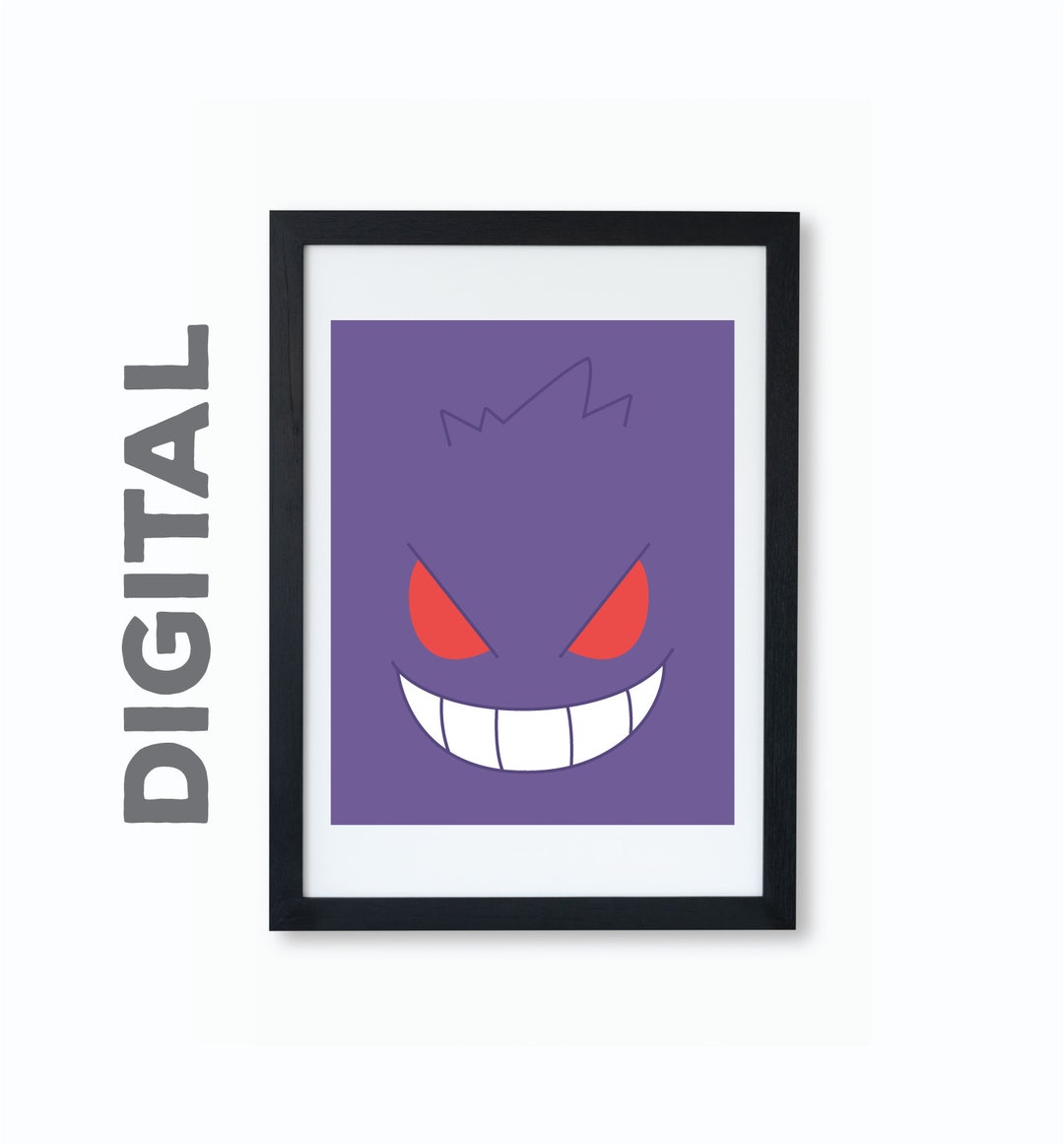 Gengar Fan Art | DIGITAL PDF | Pokemon Ash Journey | Modern Minimal ...