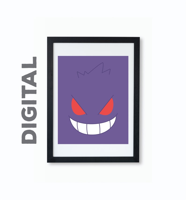 Gengar Fan Art | DIGITAL PDF | Pokemon Ash Journey | Modern Minimal ...
