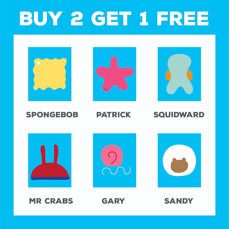 Spongebob Fan Art Set | Buy 2 Get 1 Free | DIGITAL PDF | Modern Minimal ...