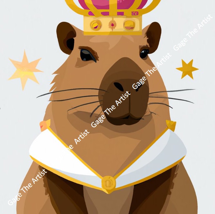 Cartoon King Capybara - Etsy