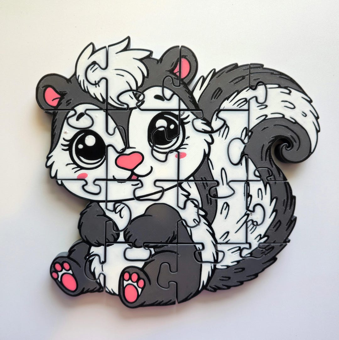 Skunk 3D Printed Jigsaw Puzzle – Chunky Animal Puzzle for Toddlers ...