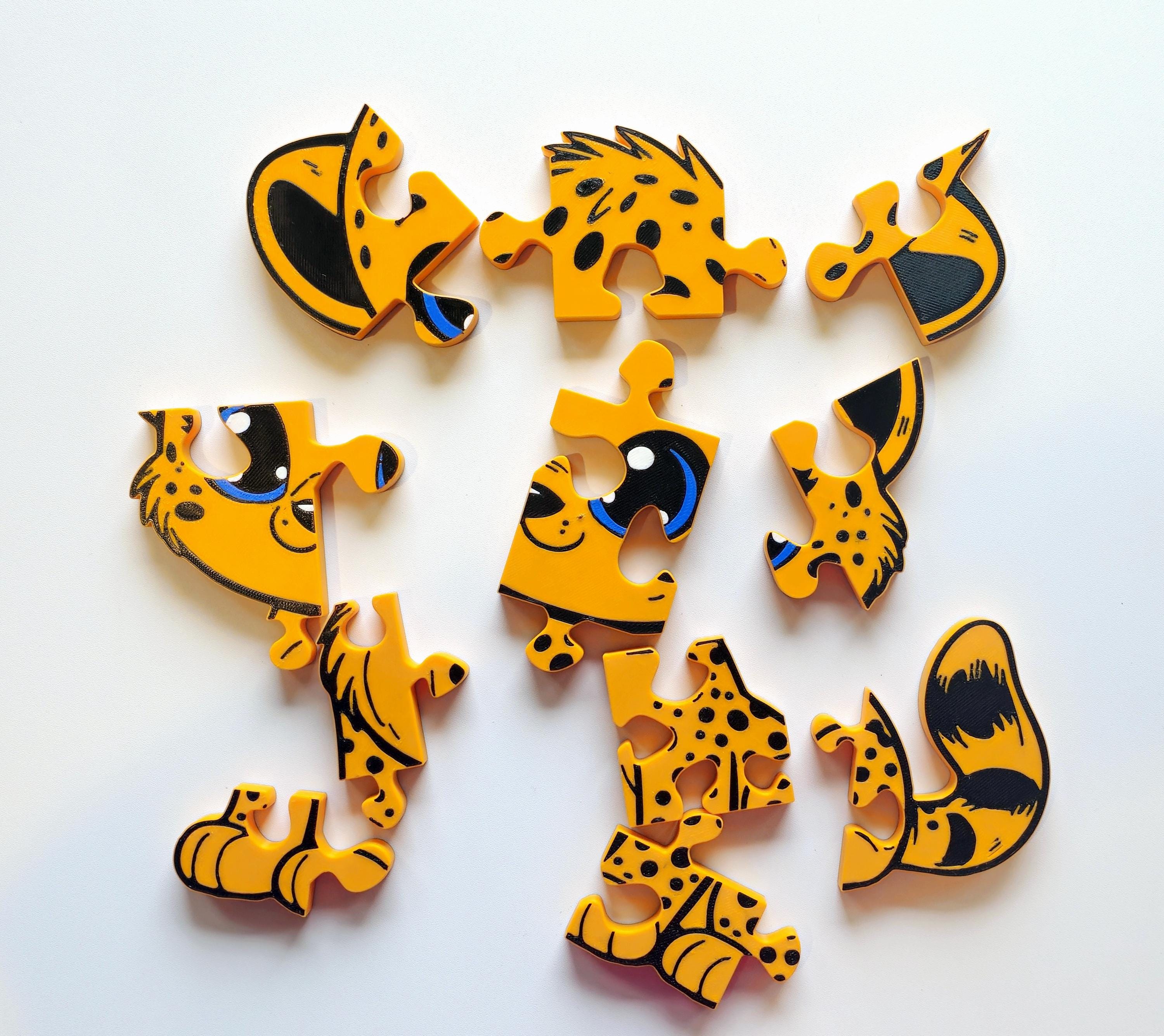 Cheetah 3D Printed Jigsaw Puzzle, Chunky Jungle Animal Toy for Toddlers ...