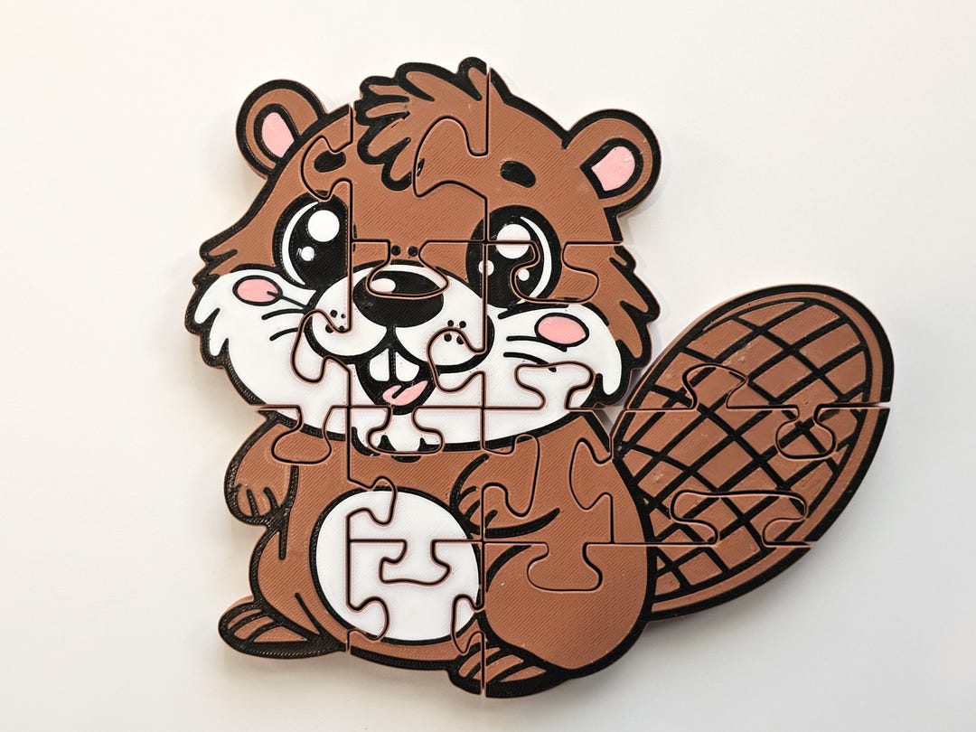 Beaver Jigsaw Puzzle, 3d-printed Educational Toy for Kids, Preschool ...