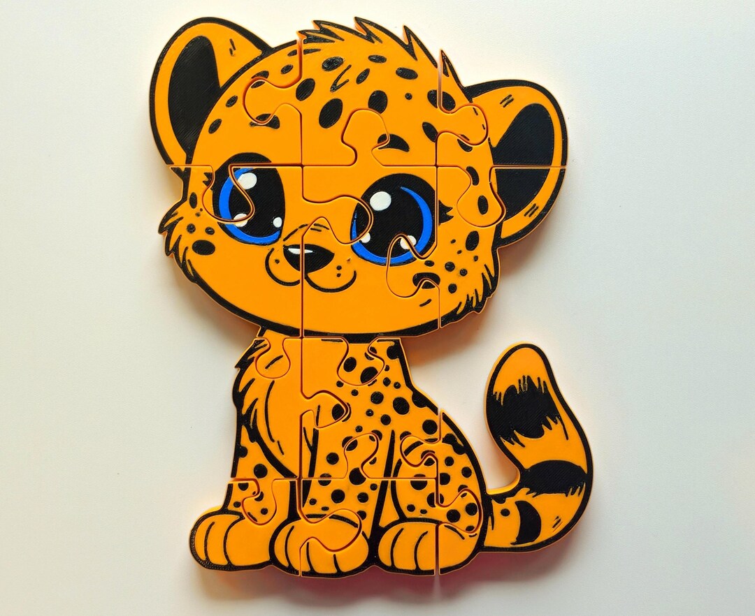 Cute 3D Printed Cheetah Puzzle for Preschool and Kindergarten Kids - Etsy