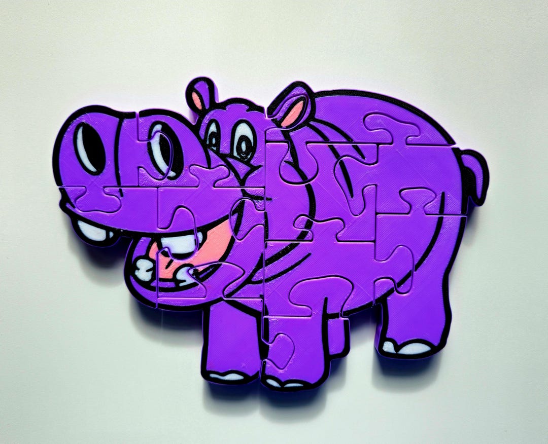 Hippo Jigsaw Puzzle, 3d-printed Educational Toy, Montessori Learning ...